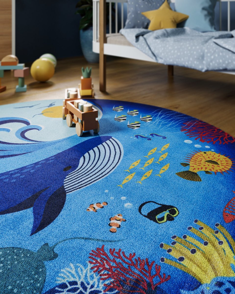 Momeni Playground PLY-3 Area Rugs | Children's / Kids Round Blues Area ...