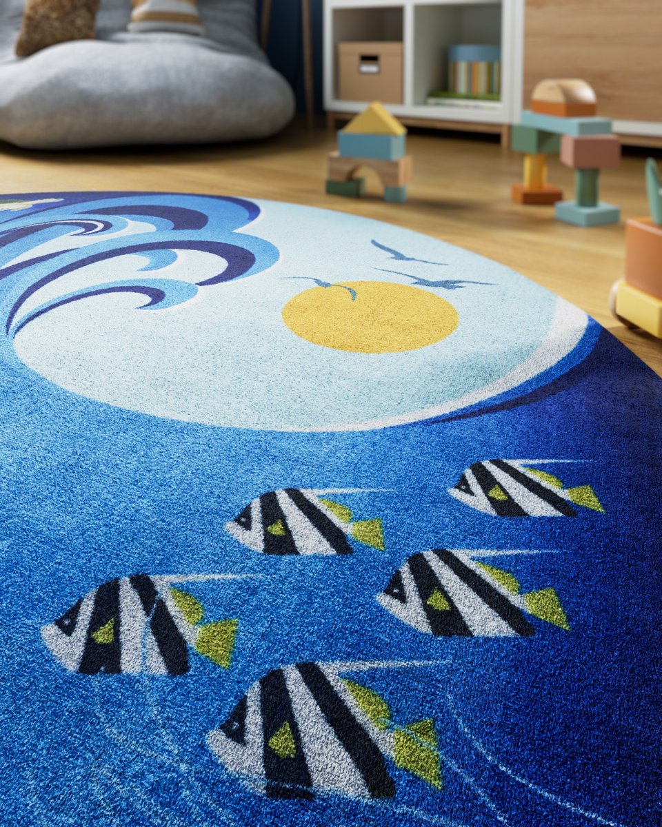Momeni Playground PLY-3 Area Rugs | Children's / Kids Round Blues Area ...