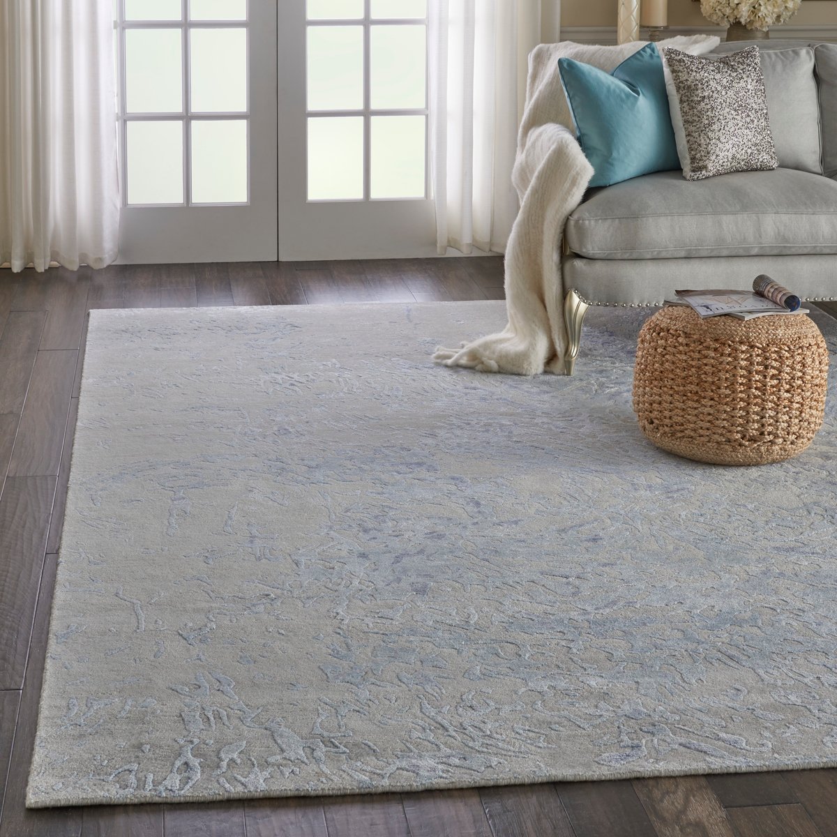 Nourison Silk Shadows SHA-18 Abstract Blue Area Rugs | Rugs Direct