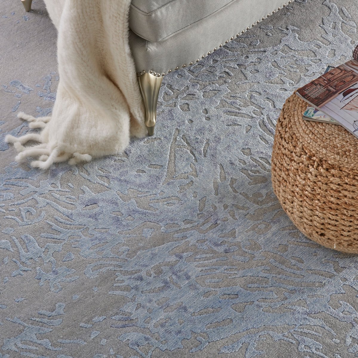 Nourison Silk Shadows SHA-18 Abstract Blue Area Rugs | Rugs Direct