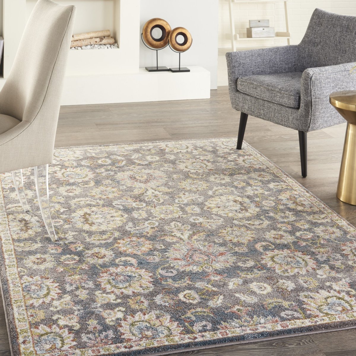 Nourison Juniper JPR-02 Vintage Grey Area Rugs | Rugs Direct