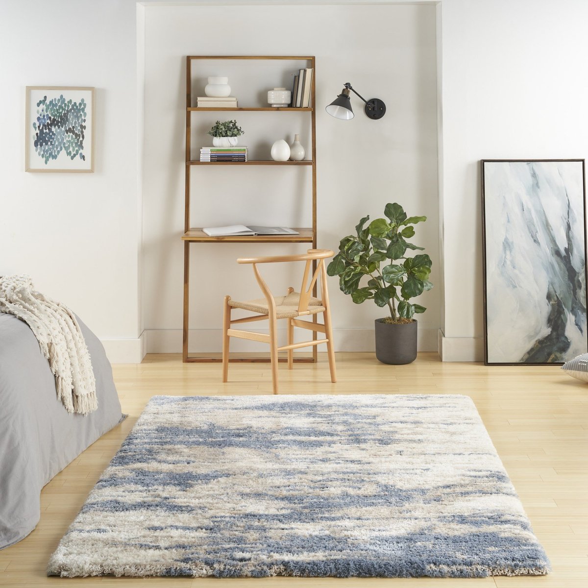 Nourison Luxurious Shag LXR-10 Blue Shag Area Rugs | Rugs Direct