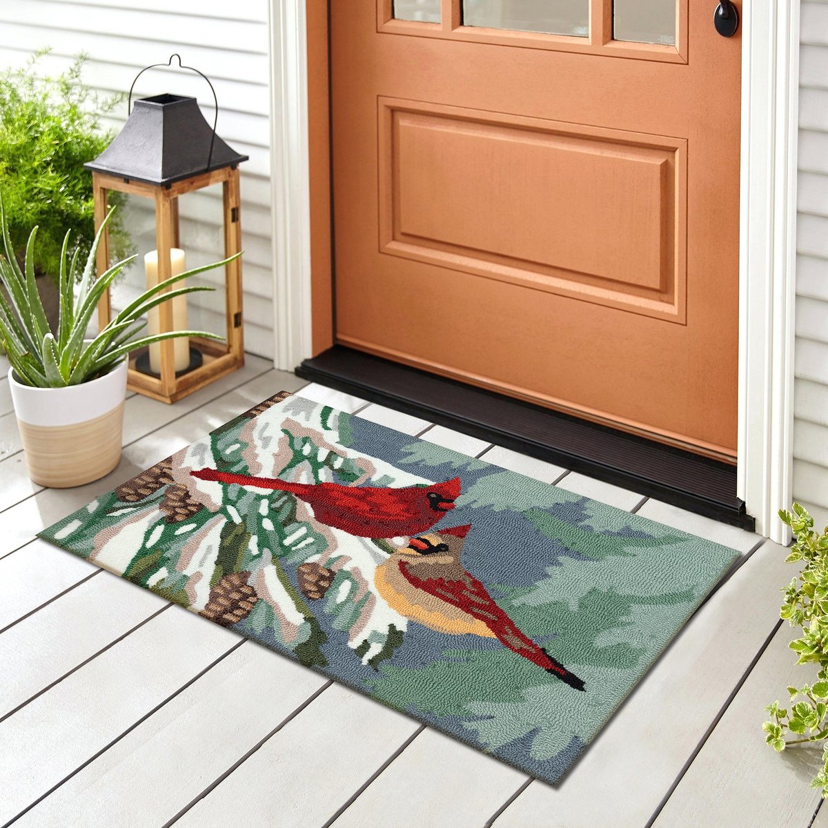 Liora Manne Front Porch Cardinal Christmas Day Area Rugs | Novelty ...