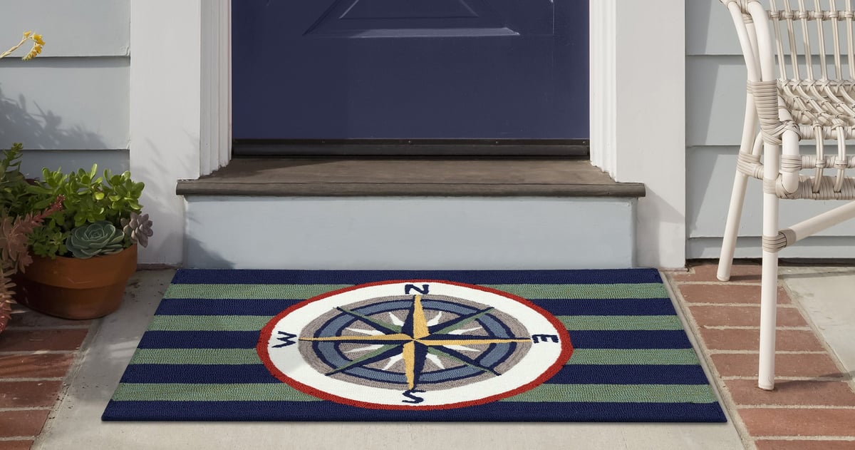 Liora Manne Front Porch Striped Compass Area Rugs | Beach / Nautical ...