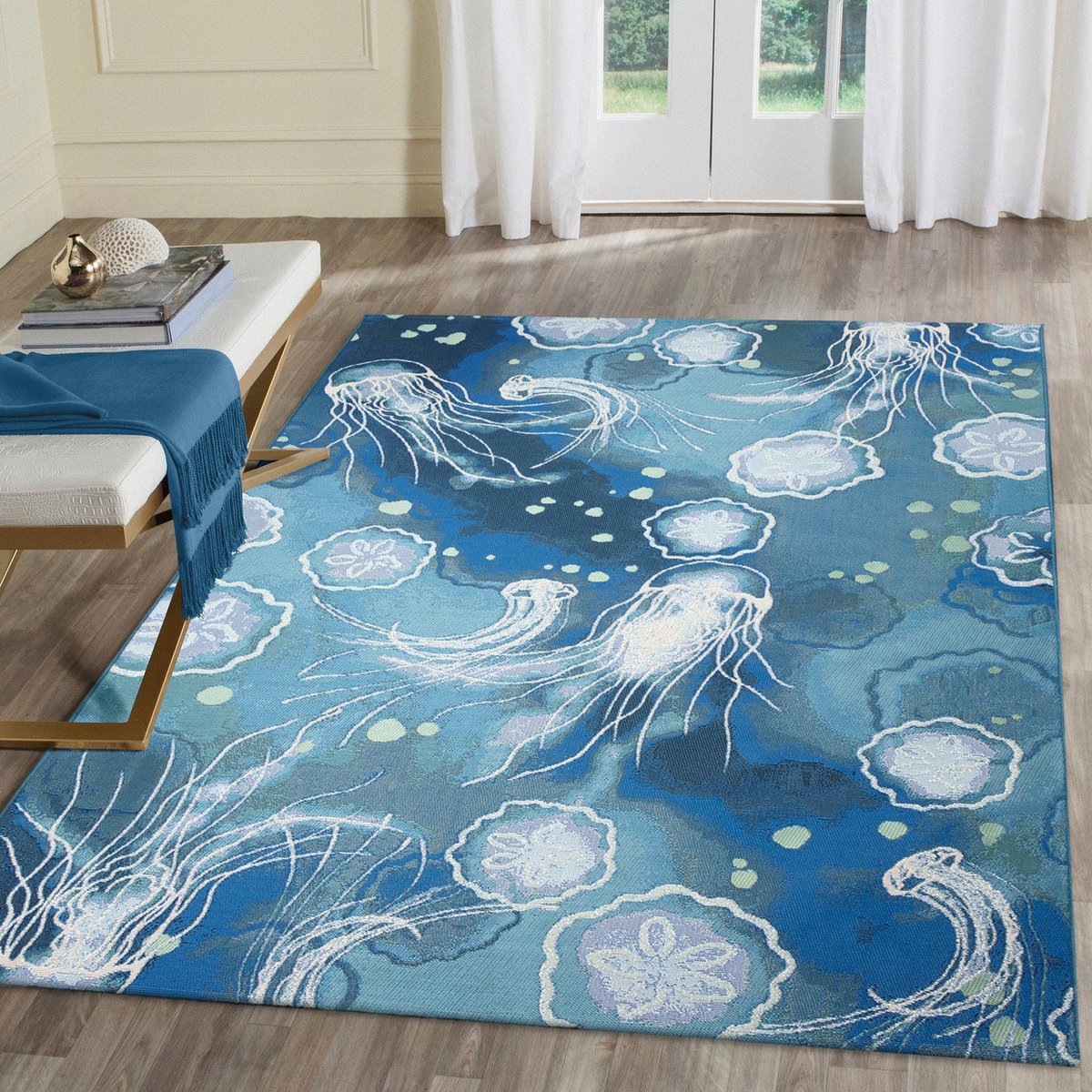 Liora Manne Marina Jelly Fish Area Rugs | Beach / Nautical Rectangular ...