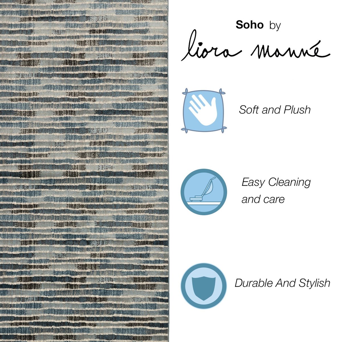 Liora Manne Soho Stripe Area Rugs | Contemporary / Modern Rectangular ...