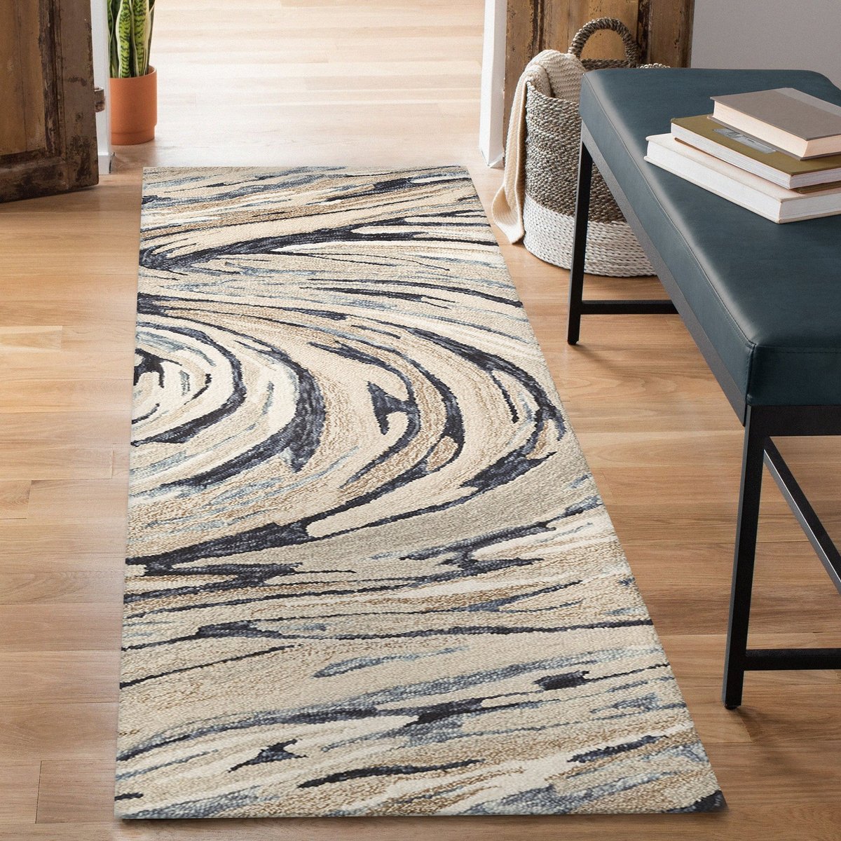 Liora Manne Savoy Big Wave Area Rugs | Abstract Rectangular Blues Area ...