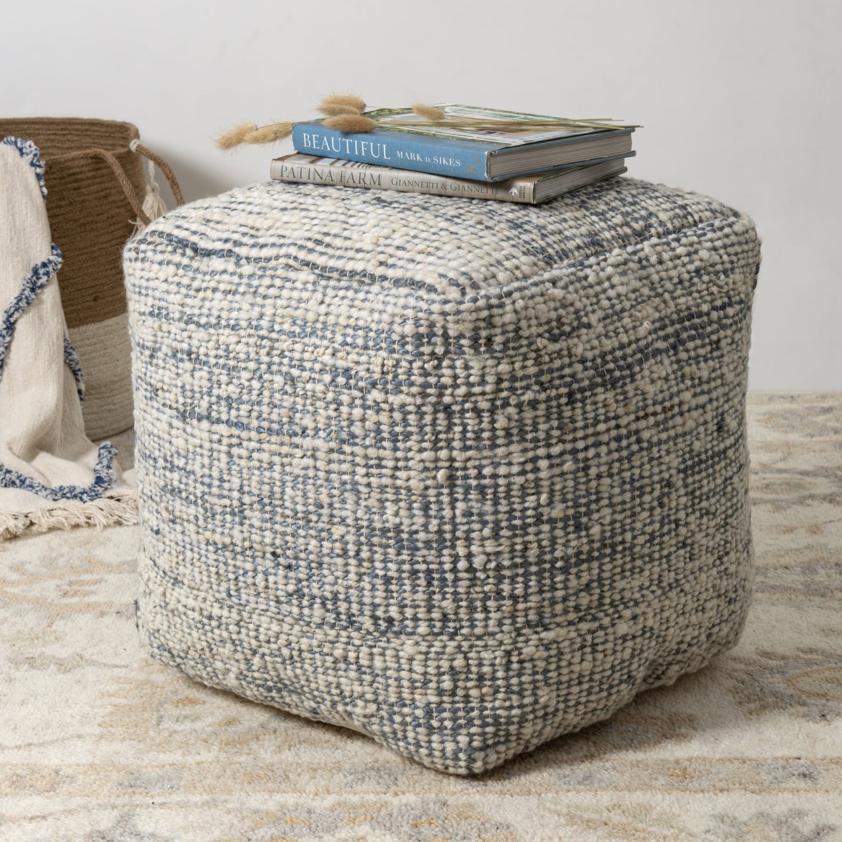 Rugology Briar Pouf Paige Striped Poufs | Rugs Direct