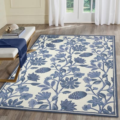 blue floral rug