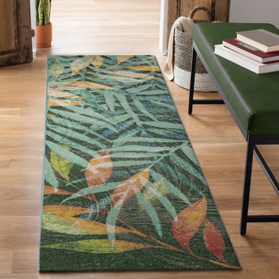 leaf pattern runner rug
