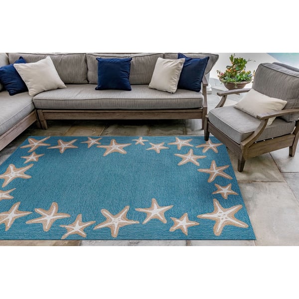 Liora Manne Capri Starfish Border Beach / Nautical Area Rugs | Rugs Direct