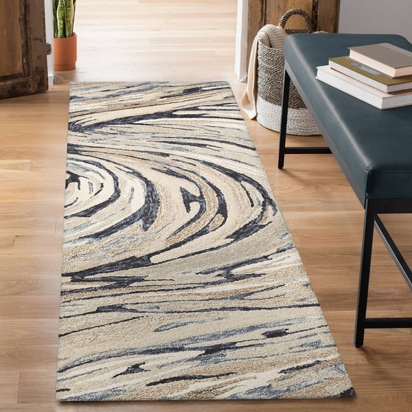 Liora Manne Savoy Big Wave Area Rugs | Abstract Rectangular Blues Area ...