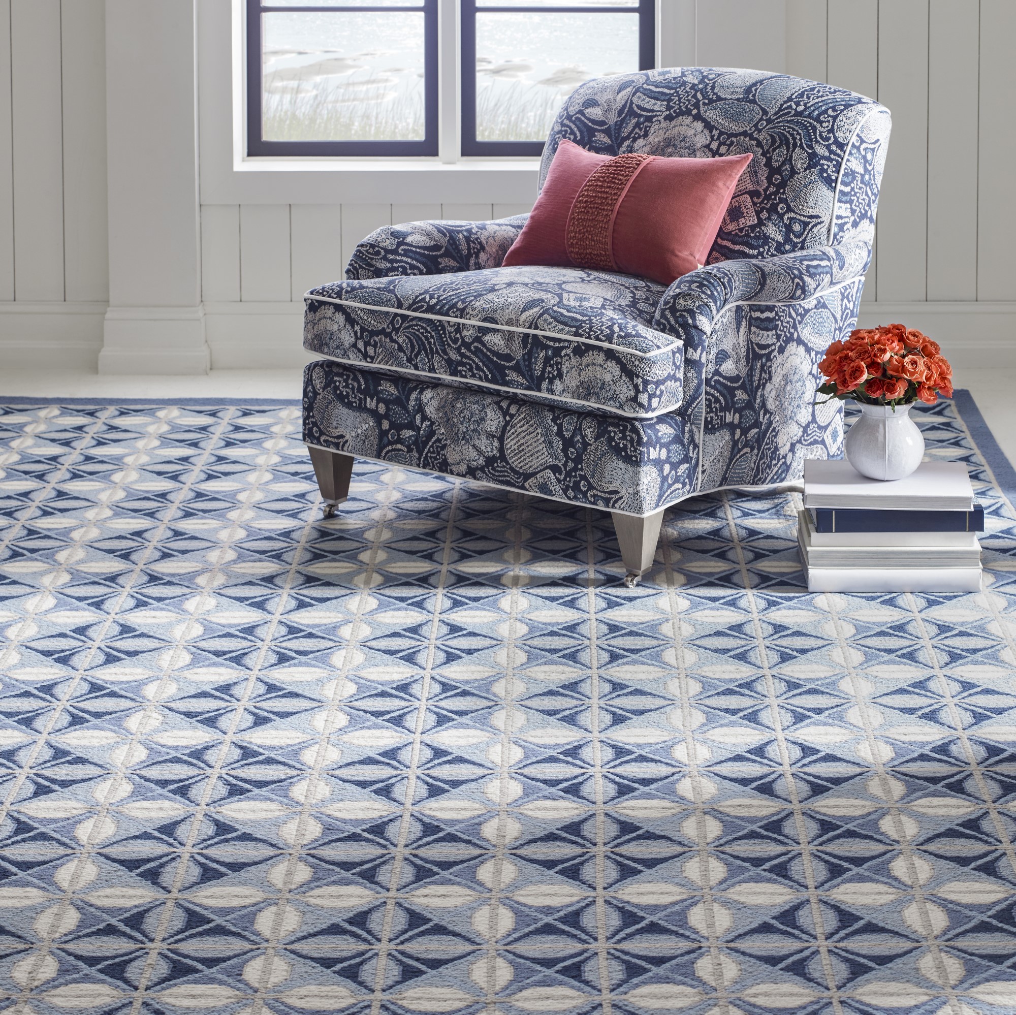 Company C Delphine 10922 Country Blue Wool Area Rugs | Rugs Direct