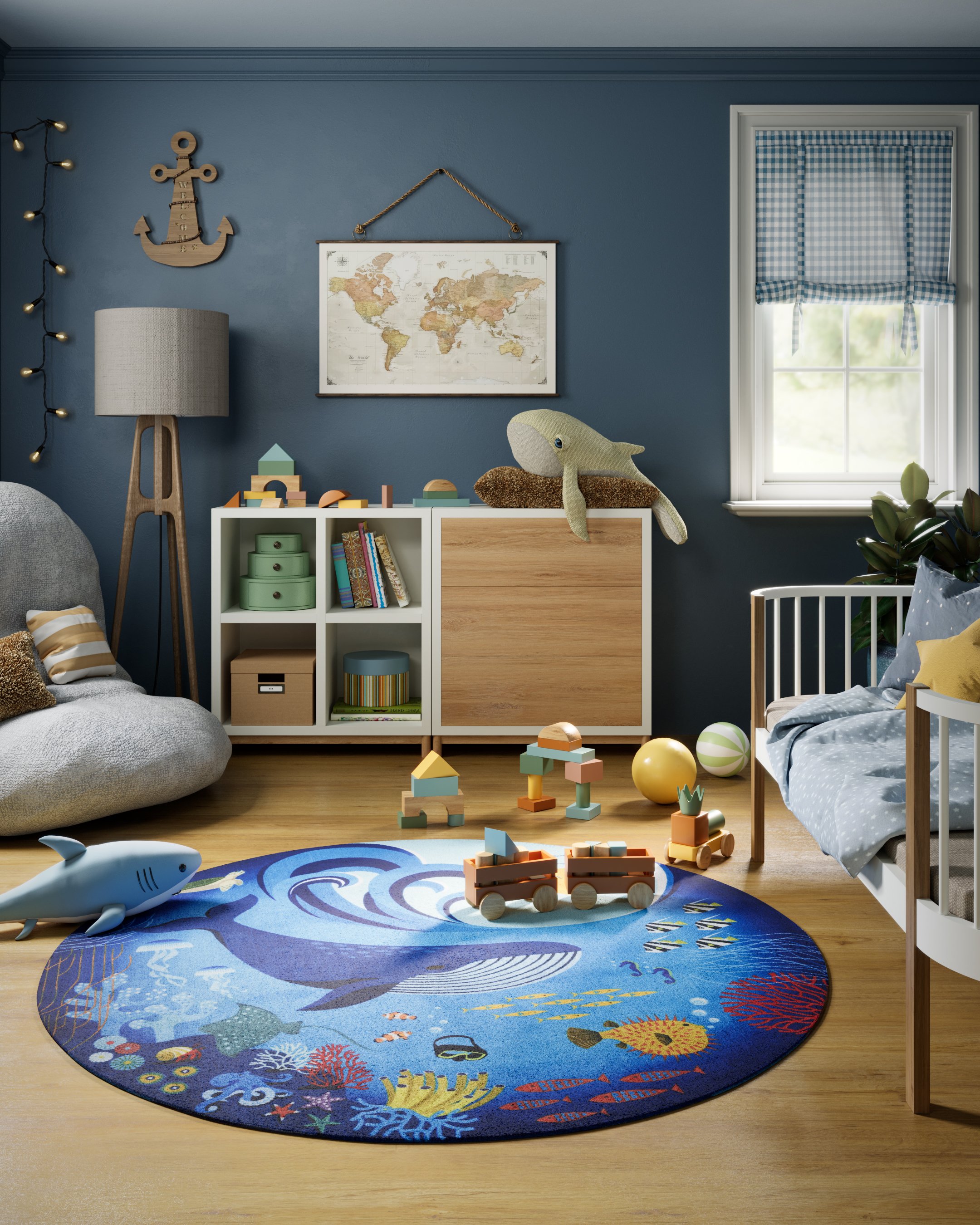 Momeni Playground PLY-3 Area Rugs | Children's / Kids Round Blues Area ...