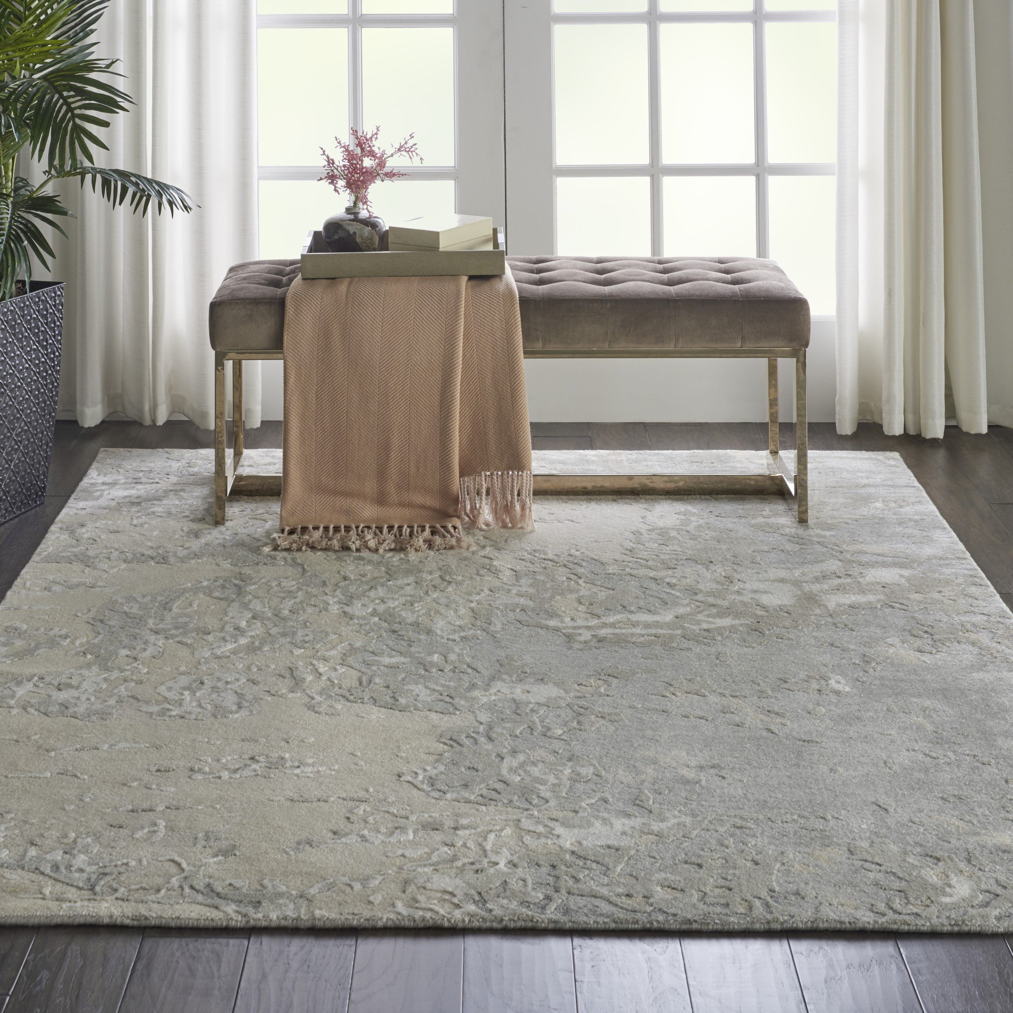 Nourison Silk Shadows SHA-17 Abstract Grey Area Rugs | Rugs Direct