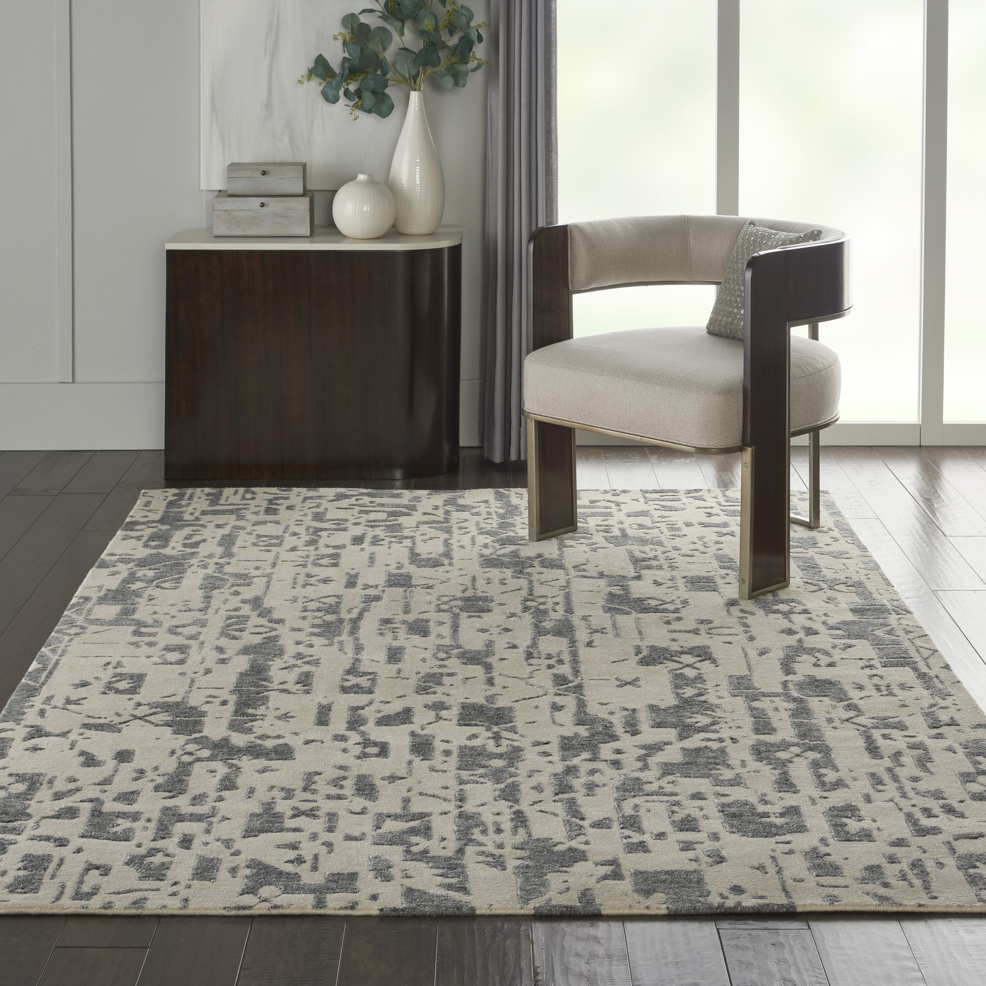 Nourison Silk Shadows SHA-19 Modern White Area Rugs | Rugs Direct