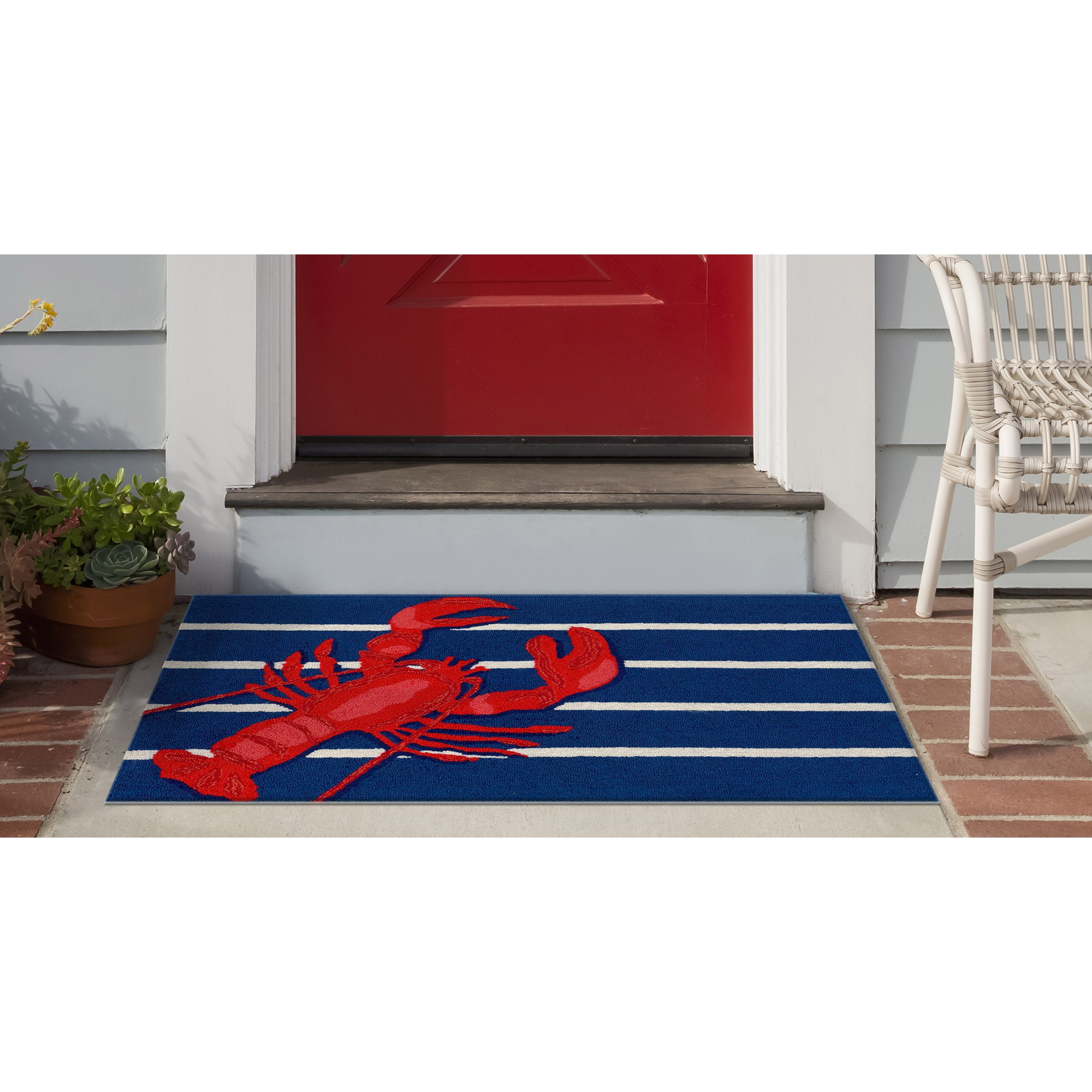 Liora Manne Front Porch Lobster On Stripes Rugs | Rugs Direct