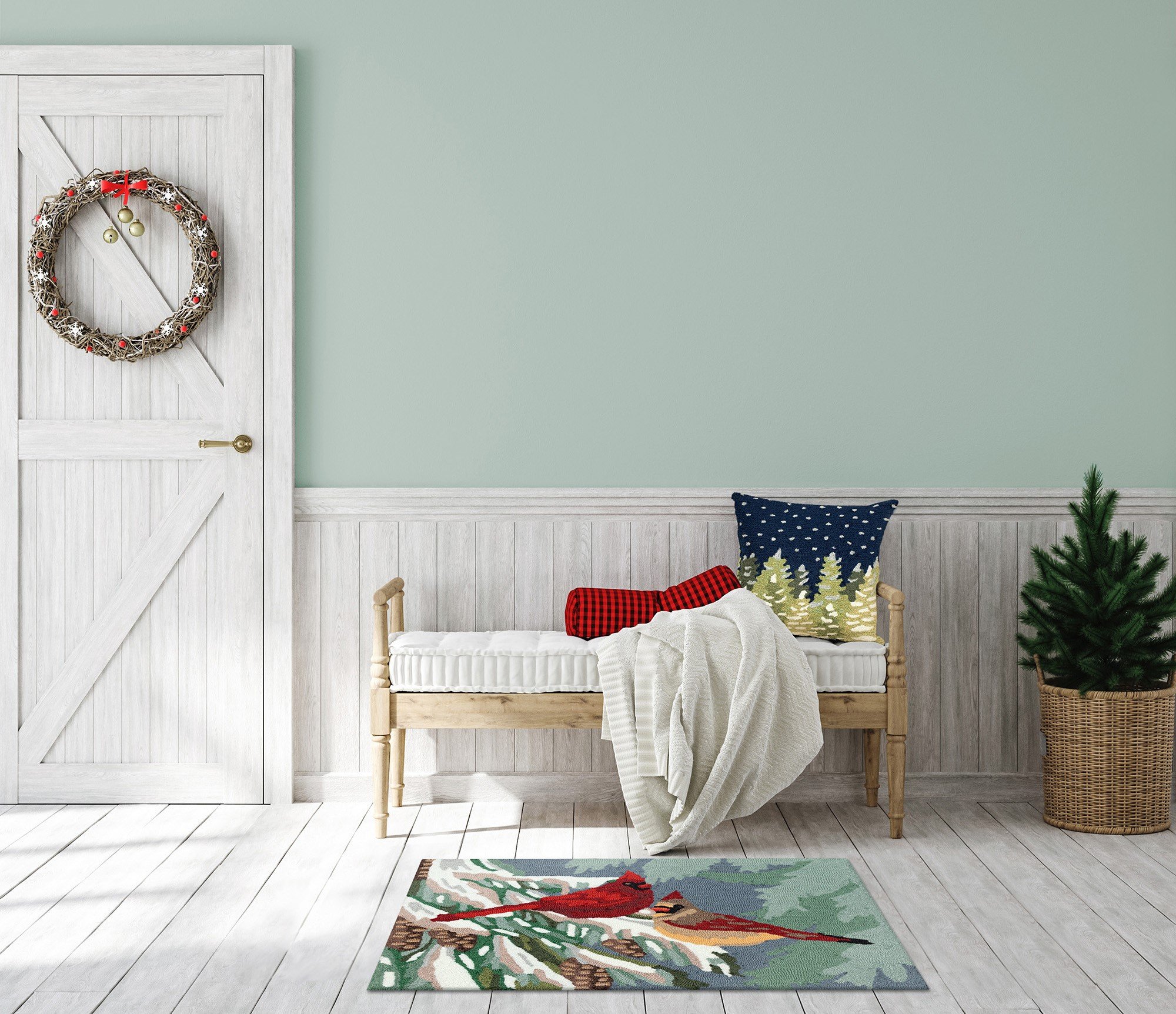 Liora Manne Front Porch Cardinal Christmas Day Area Rugs | Novelty ...