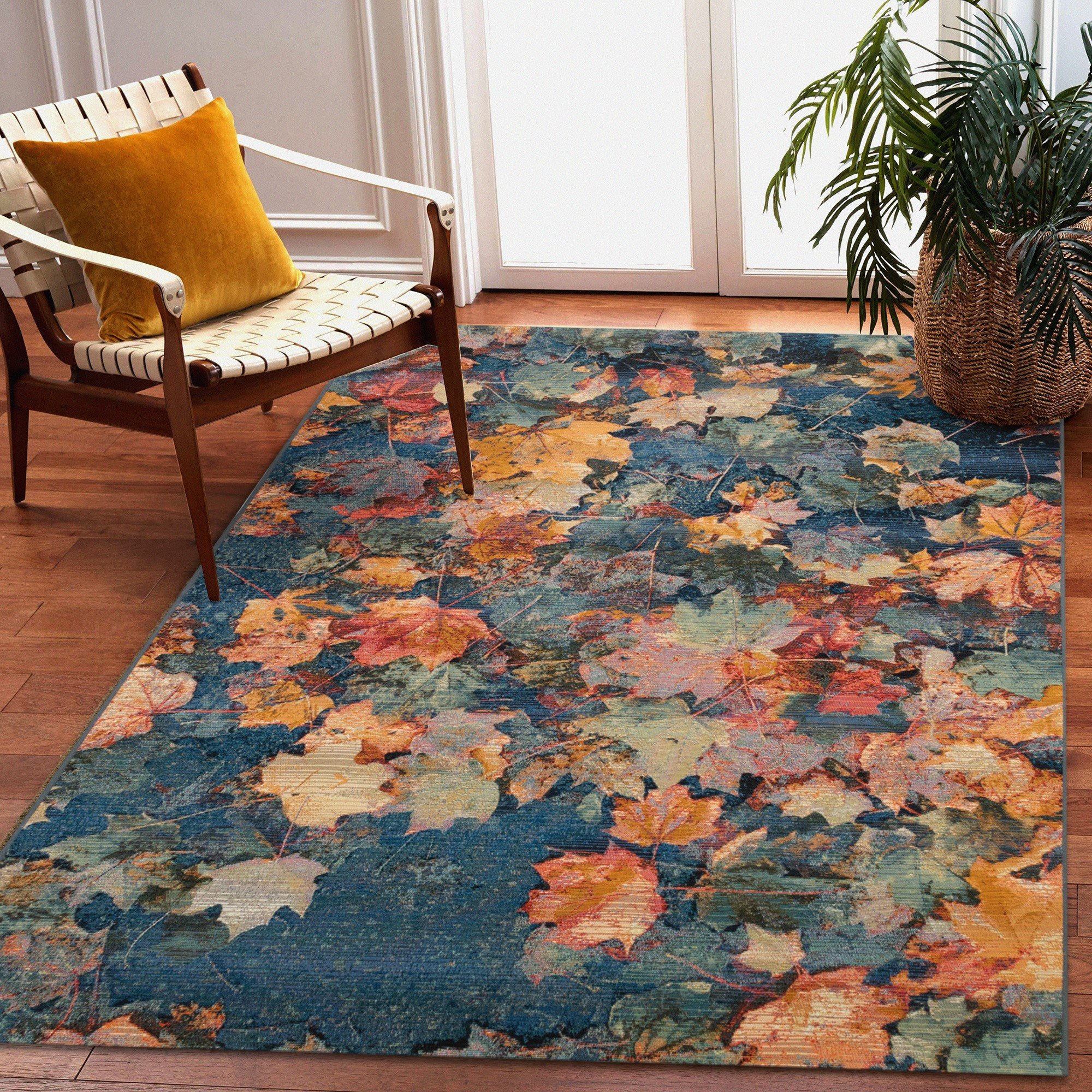 Liora Manne Marina Fall In Love Botanical Blue Area Rugs | Rugs Direct