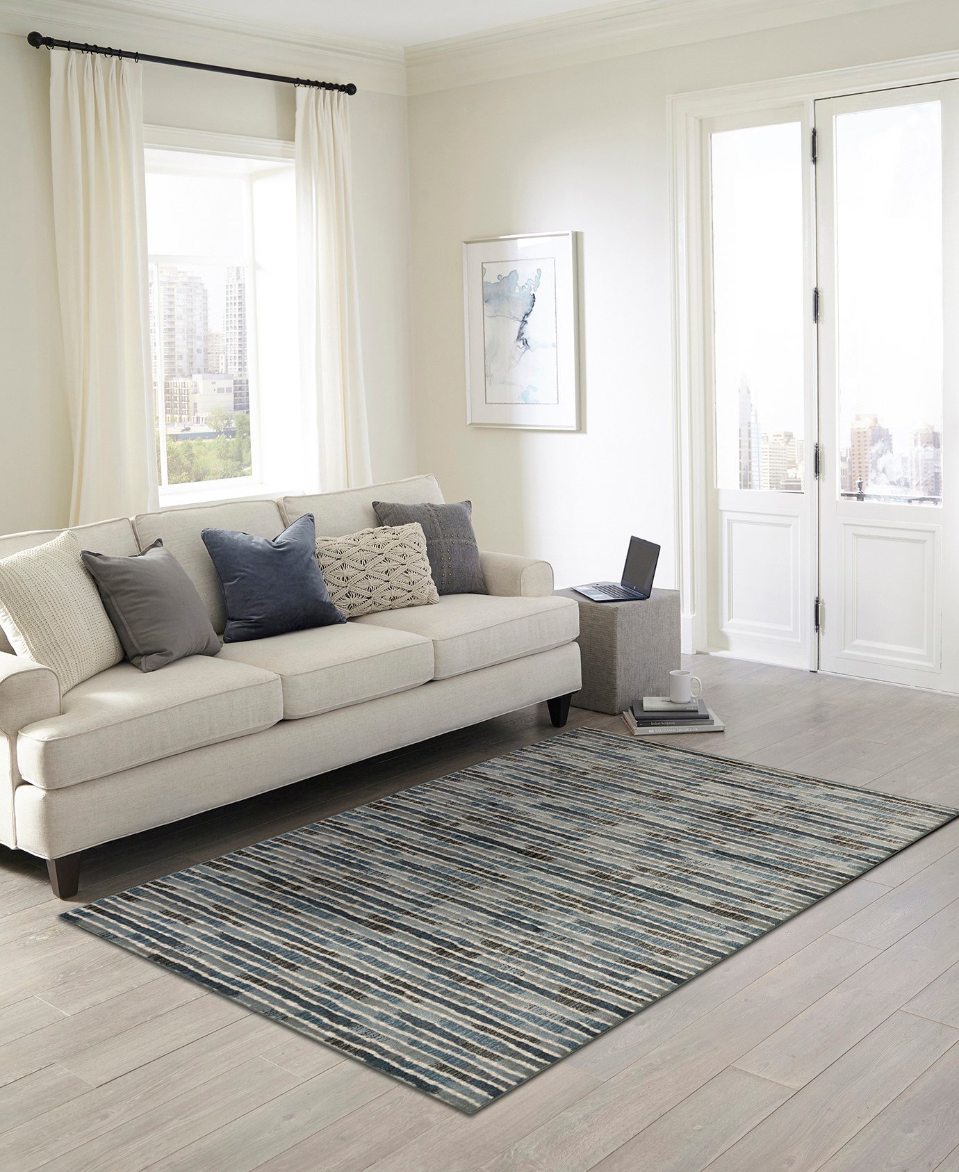 Liora Manne Soho Stripe Area Rugs | Contemporary / Modern Rectangular ...