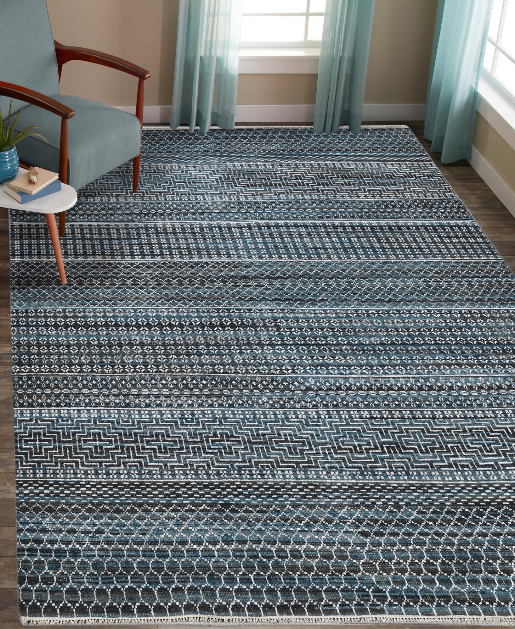 Amer Rugs Legacy Aleyn Modern Wool Blue Area Rugs | Rugs Direct