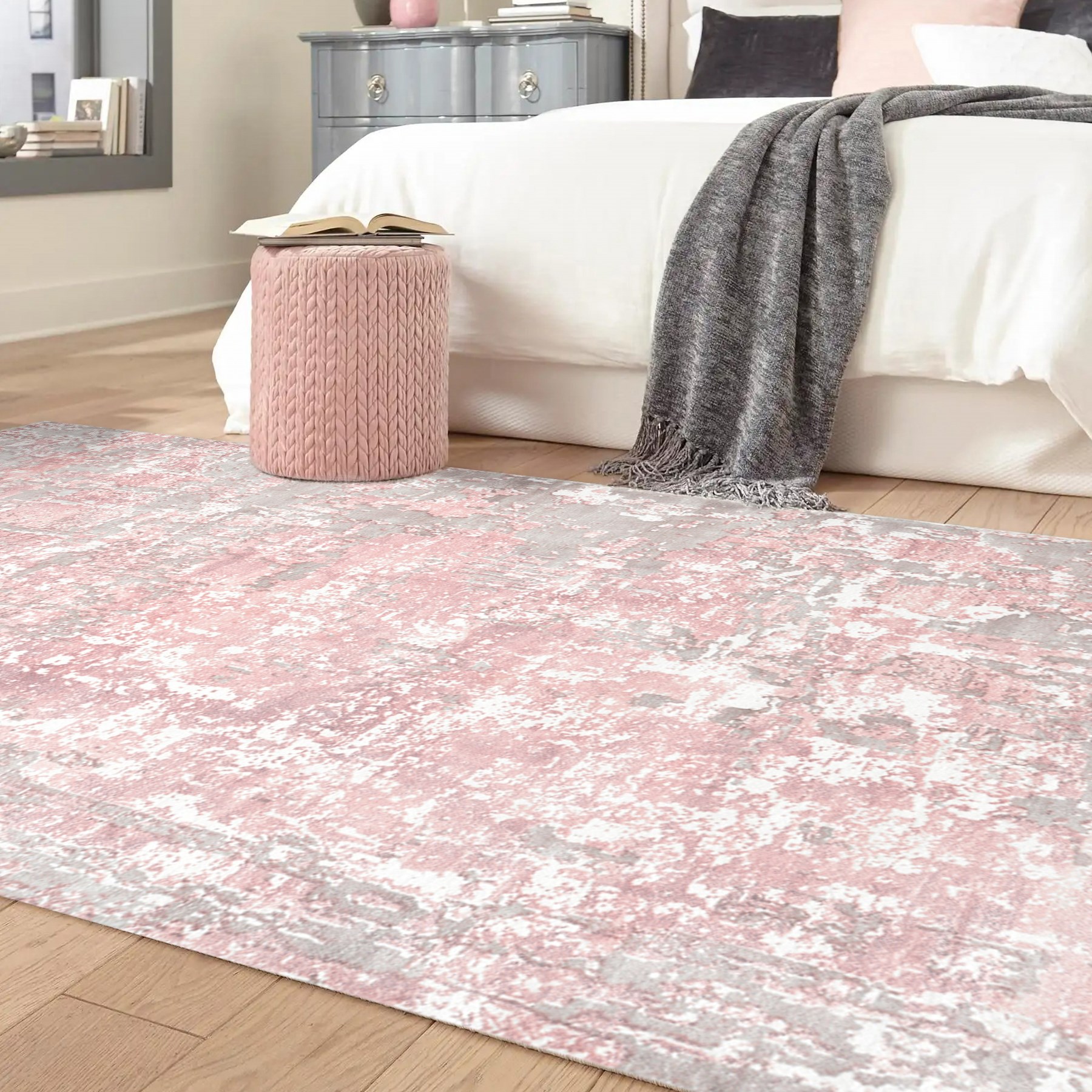 Solo Rugs Abstract S-1128 Abstract Rectangular Pink Area Rugs | Rugs Direct