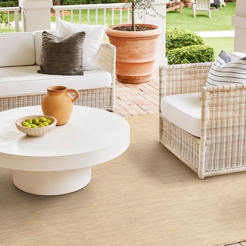 Rugs USA Dorinda Hazy Solid Outdoor Dorinda Hazy Solid Outdoor Natural ...
